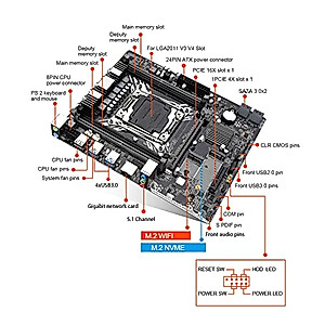 X99M G Desktop Motherboard, 4 DDR4 128GB LGA 2011 3 Computer Mainboard for Intel for XEON E5, M.2 WiFi Port M ATX Gaming Motherboards, 4 SATA3.0, 6 USB2.0, 4 USB3.0, M.2 NVME Port