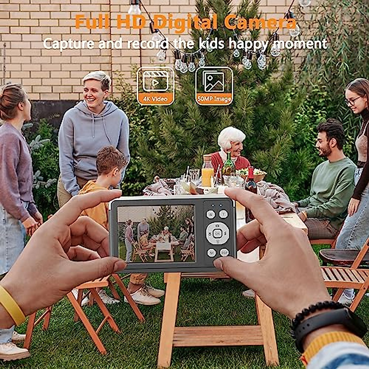 ordine Digital Camera, 4K Kids Camera with 32GB SD Card Autofocus, 50MP Compact Video Camera 16X Digital Zoom Vlogging Camera for Kids Students Teens (Black), (DC504K)