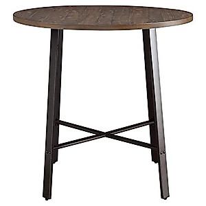 Homelegance Chevre 36" Round Industrial Style Counter Height Table, Brown