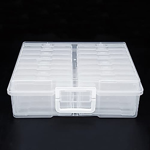 novelinks Photos Organizer 4" x 6" Photo Storage Box with Handle - 16 Inner Photo Cases Photo Box Storage Picture Organizers and Storage (White)