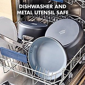 GreenPan Paris Pro Hard Anodized Healthy Ceramic Nonstick, 5 Piece Cookware Pots and Pans Set with Stainless Steel Lids, PFAS-Free, Dishwasher Safe, Grey