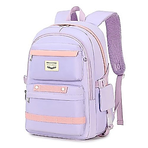VIRTUREVI School Backpack for Girls Waterproof Laptop Backpack School Bag Bookbag for Teen Girls Purple