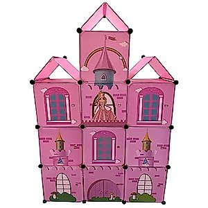 Lilly's Love Cube Castle Childrens Toy Storage, Dresser Cabinet for Stuffed Animals and Clothing, Pink Princess Design