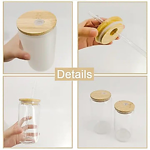 Clear Glass Tumbler Cup with Bamboo Lids and Straw Beer Drinking Can Ice Coffee Glass Mason Jar Tumbler Bridesmaid Gifts 16oz Glasses for Tea Water shower holiday gift sublimation