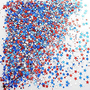 Red Blue White Twinkle Stars Table Confetti 4th of July Independence National Day American Theme Presidents Birthday Patriotic Party Foil Sequins Sprinkles Confetti Decorations, 60g