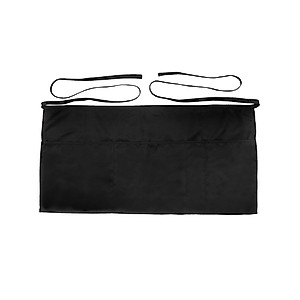 Xeoxarel Server Aprons with 4 Pockets, Unisex Waitress Waiter Waist Apron for Women and Man Half Black 11.5''