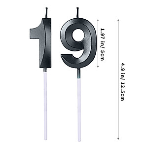 Black 19th & 91st Birthday Candles for Cakes, Number 19 91 Candle Cake Topper for Party Anniversary Wedding Celebration Decoration