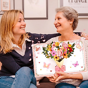 FITMITE Pop-up MUSIC & LIGHTS Birthday Card, 3D Flowers Butterfly Get Well Soon Thank You Anniversary Card and Gifts for Women Wife Girlfriend Mom Sister Firend