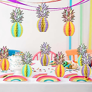 Pineapple Party Decorations Paper Honeycomb Centerpieces Table Decor for Hawaiian Luau Tiki Beach Summer Tropical Theme Birthday Baby Shower Wedding Retirement Party Decorations Supplies