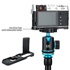 JJC Dedicated Metal Hand Grip L Bracket Anti-Slid Holder for Fujifilm Fuji X100V X100F Camera, Arca Swiss Type Quick Release Tripod Plate Design w/Battery Compartment Opening