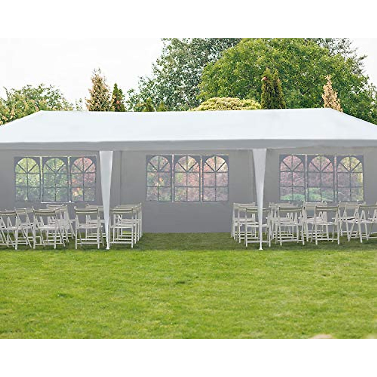 Gazebo Tent 10'x30' Canopy Tent Outdoor Gazebo Canopy Wedding Party Tent Heavy Duty Gazebo Pavilion, White (10x30ft 5 Removable Sidewalls)