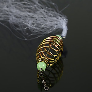 Fishing net Copper Spring,4pcs Fishing Net Trap Luminous Bead Copper Spring Shoal Netting Fishnet Tackle, Durable Copper Spring Fishing Net with Luminous Beads Accessories for Night Fishing