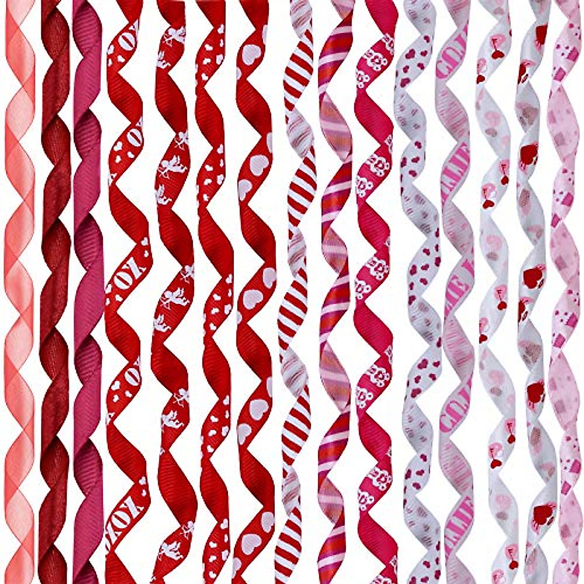 18 Rolls 100 Yards Valentine Ribbons Trims Printed Grosgrain Ribbons Multicolor Organza Ribbons Satin Ribbons 3/8″ Wide for Wedding Valentine’s Day Gift Wrapping DIY Crafts