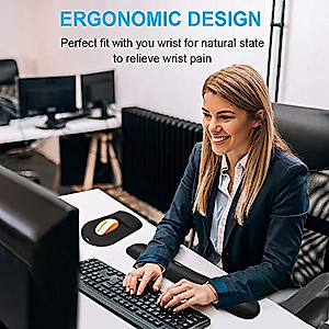 TECKNET Keyboard Wrist Rest and Mouse Pad with Wrist Support, Memory Foam Set for Computer/Laptop/Mac, Lightweight for Easy Typing & Pain Relief Ergonomic Mousepad (Black)