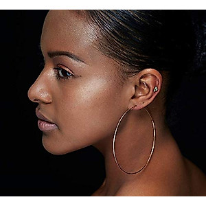 1mm Thin Extra Large Hoop Earrings，3 Pairs Set 90mm Huge Gold Hoops 18k Gold Plated Stainless Steel Big Gold Hoop Earrings for Women