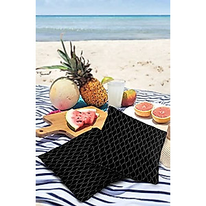 Outdoor Pillows 18x18 Waterproof Outdoor Pillow Covers, Black Wave Line Printed Polyester Throw Pillow Covers Garden Cushion Decorative Case for Patio Couch Decoration Set of 2, Black Texture