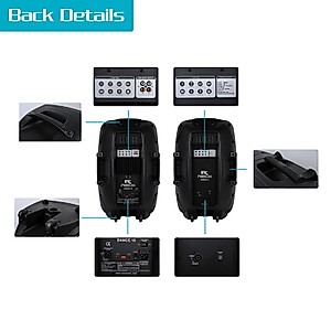Proreck Dance 15 Portable 15-Inch 2000 Watt 2-Way Powered PA Speaker System Combo Set with Bluetooth/USB/SD Card Reader/FM Radio/Remote Control/LED Light