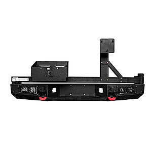 LUYWTE New Black Texture Steel Rear Bumper With Spare Tire Carrier&Sensor holes&D-Rings For 2005-2015 Tacoma