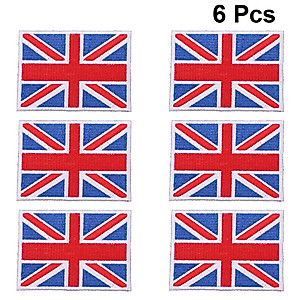 TENDYCOCO British Union Jack Embroidered Patch England Flag UK Great Britain Iron on Sew on Emblem Art Craft Patches for Clothes Jacket Costume Hat 6pcs