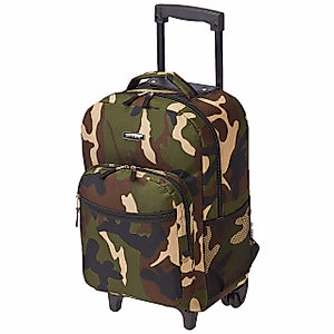 Rockland Double Handle Rolling Backpack, Camouflage, 17-Inch