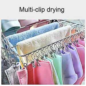 KJAOYU Stainless Steel Sock Drying Rack with 36 Clips,Clothes Drying Rack - Stainless Steel Socks Shoes Hanger Organizer with 36 Clips for Balcony
