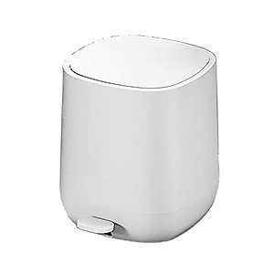 Didiesse Dustbins Plastic Foot-Operated Trash Can Wastebasket,Silent Closing Lid，Garbage Container Bin for Bathroom,Bedroom，Removable Liner Bucket Waste Storage Bins (Color : White)