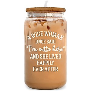9CLEVER A Wise Woman Once Said I'm Outta Here - Retirement Gifts for Women, Coworker- Retirement Going Away Goodbye - Farewell Gifts for Coworkers, 16 Oz Can Glass