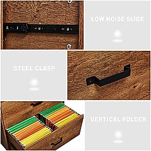 GEDELITE 2 Drawer Wooden Lateral File Cabinet, Office Storage Filing Cabinet for Legal/Letter/A4 File, 16.54" D x 30.31" W x 24" H, Brown