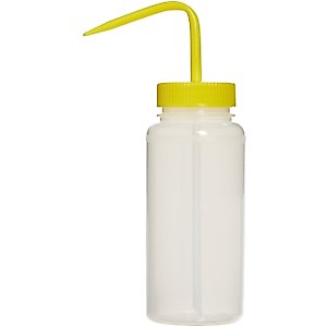SP Bel-Art Wide-Mouth 500ml (16oz) Polyethylene Wash Bottles; Yellow Polypropylene Cap, 53mm Closure (F11626-0500), Transculent (Pack of 6)