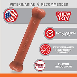 Nylabone Power Chew Classic Bone Chew Toy for Dogs, Durable Dog Toys for Aggressive Chewers, Bacon Flavor, Large/Giant - Up to 50 lbs. (1 Count)
