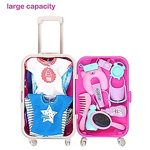 BARWA 32 Pcs Doll Suitcase Luggage Travel Clothes and Accessories for 11.5 inch Girl Doll Travel Carrier Storage, Including 1 Luggage 1 Suitcase 23 Travel toiletries 5 Dresses 1 Puppy 1 Computer…