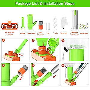 PooLuck 2023 Newest 68" Portable Pool Vacuum Jet Underwater Cleaner W/Brush Bag, 4 Section 1.25" Pole of Hand Held Portable Vacuum Pool Cleaner (No Garden Hose) Pool Spa Jet Vac for Above Ground Pool