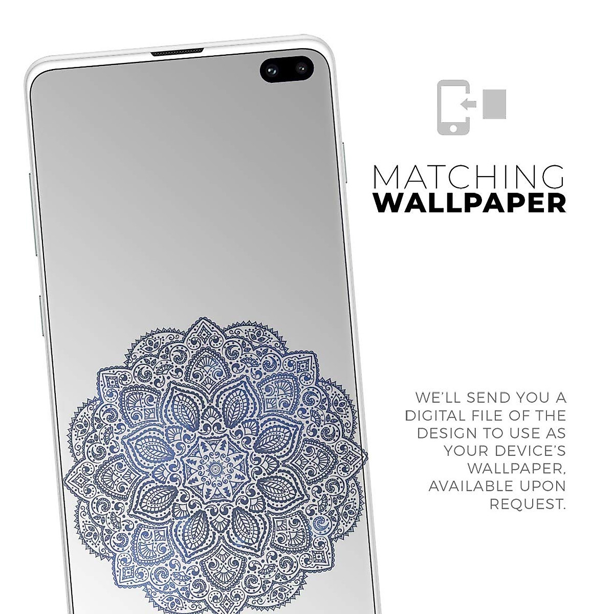 DesignSkinz Dark Blue Indian Ornament Protective Vinyl Decal Wrap Skin Cover Compatible with The Samsung Galaxy S20 (Screen Trim & Back Glass Skin)