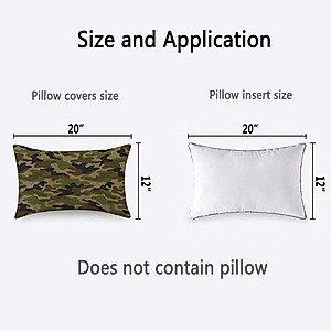 HOSNYE Military Camouflage Throw Pillow Cover Linen Fabric for Couch Bed Sofa Car Waist Cushion Cover 12 x 20 inch Pillow Case