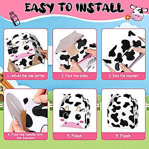 24 Pack Cow Party Treat Boxes Cow Party Goodie Candy Treat Boxes Reusable Birthday Party Favor Boxes for Farm Animals Theme Party Supplies Decoration