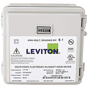 Leviton MO240-1SW Outdoor Surface Mount Mechanical Counter 120/208/240V 2P3W 100A with 2 Solid Core CTs Mini Meter Kit