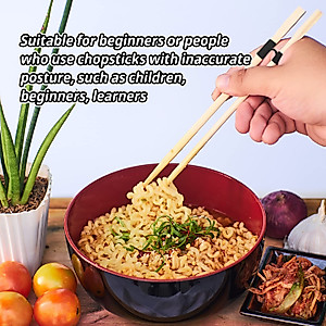 24 Pieces Reusable Kid Training Chopstick Helper for Kids Adults Beginner Learner or Trainers, Plastic Practice Chop Stick Pack, Hinges Connector for Practice Chopstick (Black 24pcs)