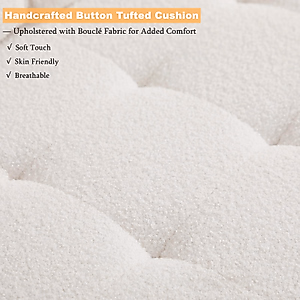 HIFIT 70" White Loveseat Sofa Couch, Mid Century Modern Fluffy Couch with Deep Love Seat & 2 Pillow, Comfy 3-Seater Home Sofa Living Room Small Couches for Small Space,Bedroom,Office, Solid Wood Frame