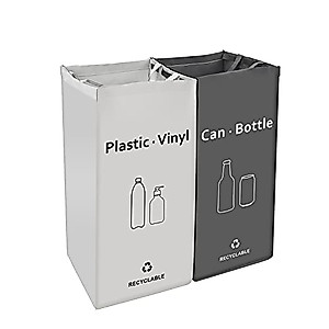 JIALAI HOME 2 Pack Separate Recycling Waste Bin Bags, Recycle Bins for Kitchen Home - 28 Gallon Trash Bin, Recyclable Waste Trash Sorting Organizer, Durable, Washable, Affordable Recycle Bags