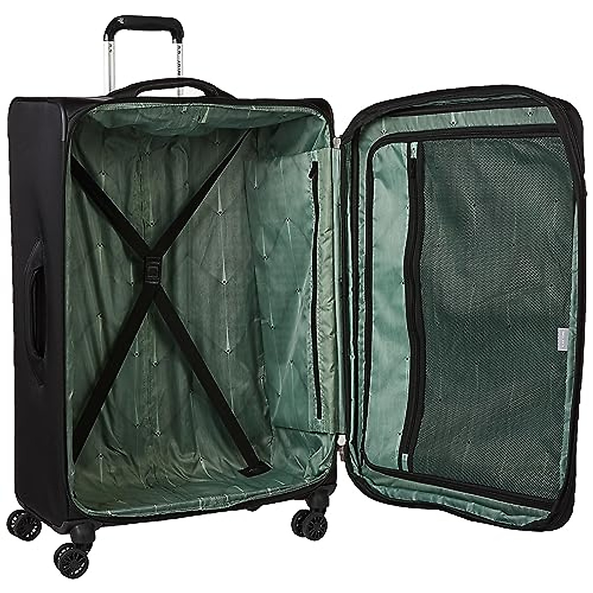 DELSEY Paris Sky Max 2.0 Softside Expandable Luggage with Spinner Wheels, Black, Checked-Medium, 24 Inch