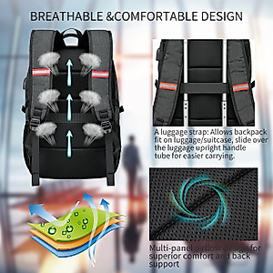 CAFELE Backpack,Waterproof Large 17in Laptop Backpack for Trip School Work Bookbag Computer Rucksack with USB Charging Port,Water Resistant Sturdy Backpack for Men Women,Grey