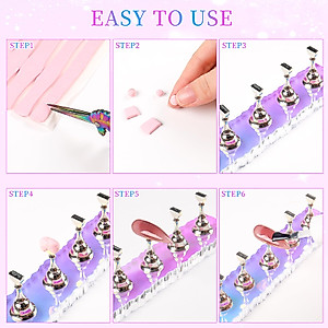 ANGNYA Nail Stand for Press on, 2 Set Aurora Nail Holder for Painting Nails Press on Nail Stands with 96 Pcs Reusable Sticky Putty for Nail Art Display Home & Salon Use