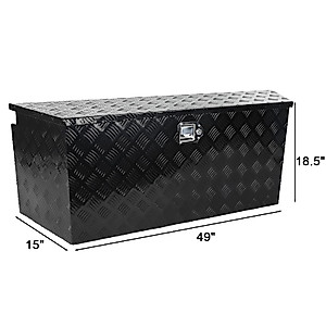 Minseter 49 Inch Aluminum 5 Bar Pickup Truck Trailer Tongue Storage Tool Box Organizer, Waterproof Truck Bed Toolbox with Lock & Keys, Black