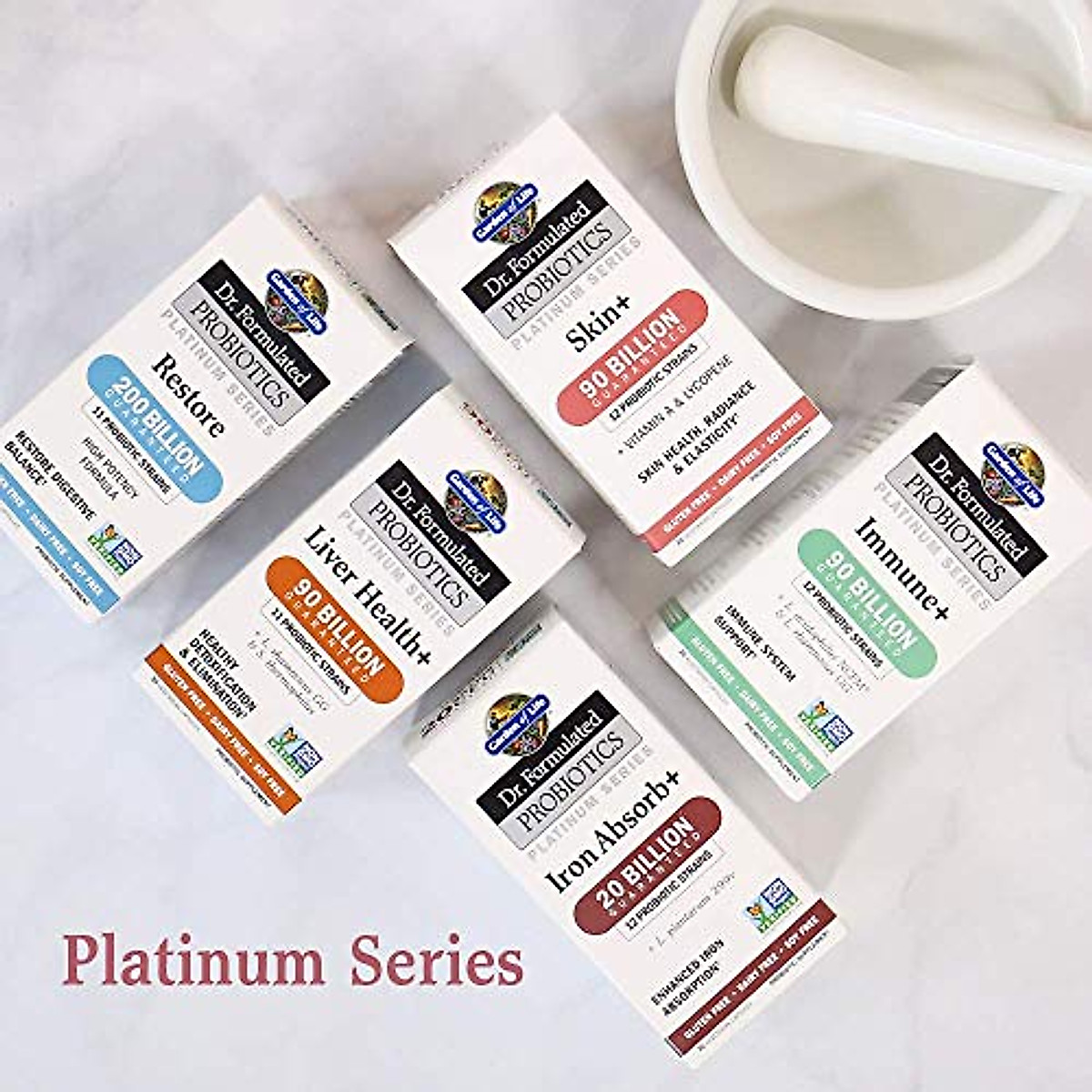 Garden of Life Dr. Formulated Platinum Series Skin+ 90 Billion CFU Guaranteed, 12 Probiotic Strains + Vitamin A & Lycopene for Skin Health, Radiance & Elasticity, Vegetarian Supplement, 30 Capsules