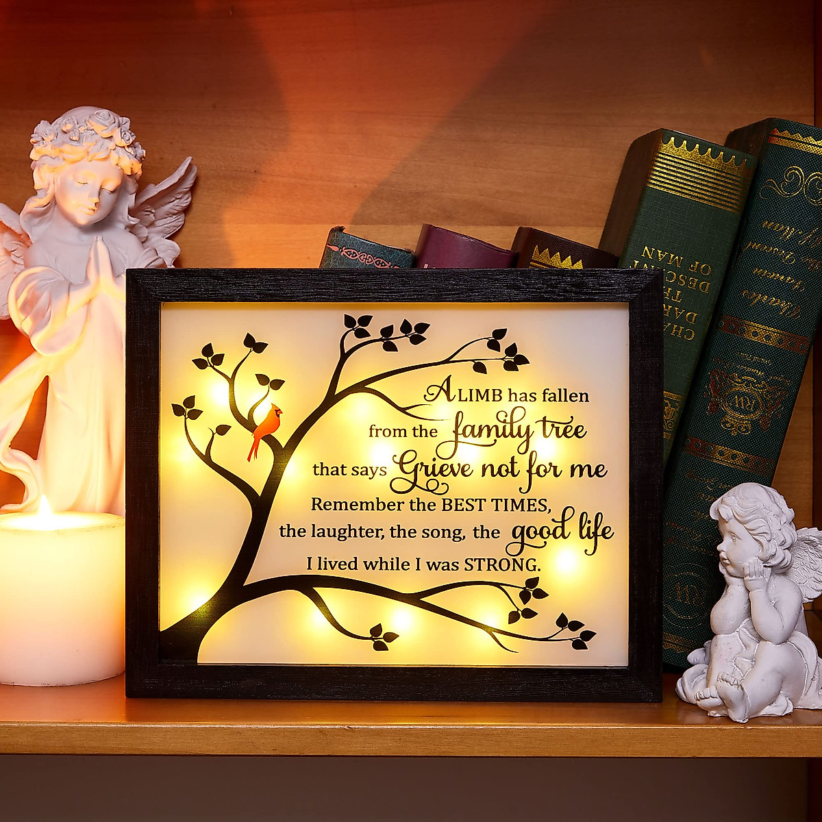 WOODEXPE Sympathy Gift LED Memorial Shadow Box Memorial Gifts for Loss of Loved One - A Limb Has Fallen