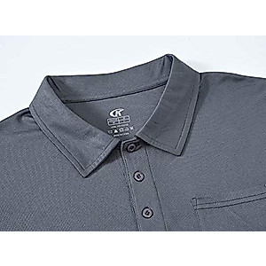 Tyhengta Mens Polo Shirt Long Sleeve Quick Dry Performance Lightweight Tactical Shirts Gray X-Large