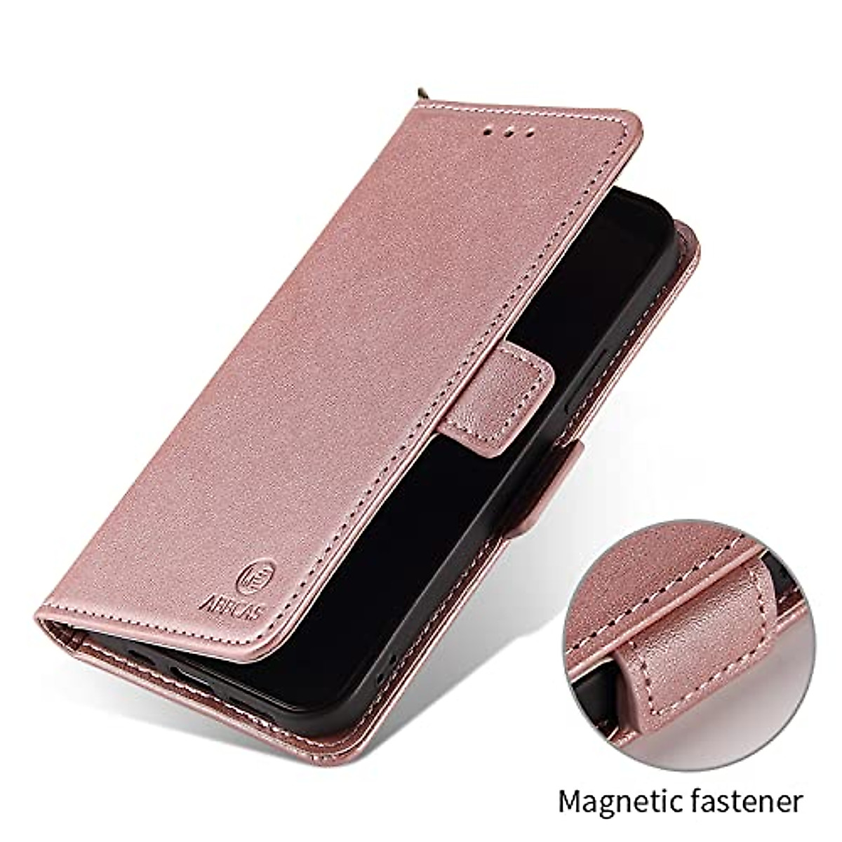 FEPULI iPhone 13 Wallet Flip Case, iPhone 13 Case 6.1 inch with [Shockproof TPU Interior Case] Credit Card Holder, PU Flip Folio Book Full Body Protection iPhone Case Wallet for iPhone 13 (Pink)