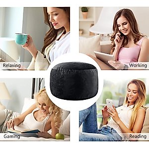 Large Bean Bag Chair: 4 ft Memory Foam Bean Bag Chairs for Adults/Kids,Bean Bag Chair with Fillings,Soft Faux Fur Fabric - Dutch Velvet, Black, 4 Foot
