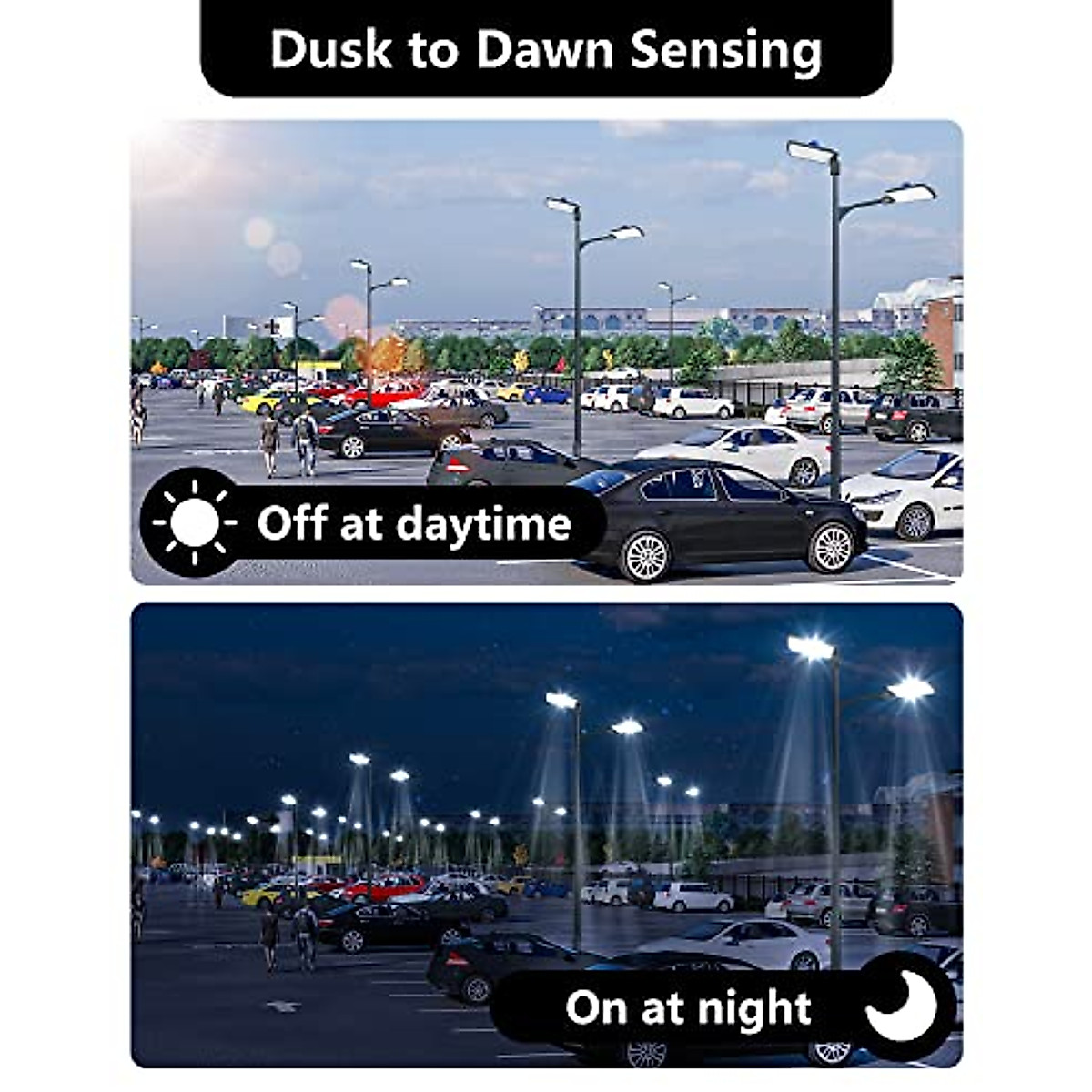 OKELI Commercial LED Street Light, 100W Hight Bright Parking Lot Lighting with Adjustable Arm Mount, Outdoor Waterproof Dusk to Dawn Photocell Shoebox Pole Area Lights for Stadium, 15600LM, 6000K