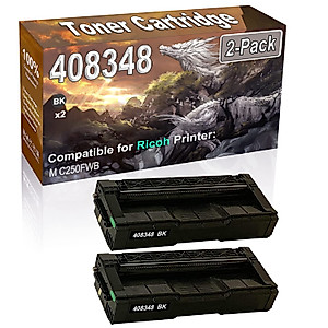 2-Pack (Black) Compatible M C250FWB Color Toner Cartridge (High Capacity) Replacement for Ricoh M C250 (408348) Toner Cartridge
